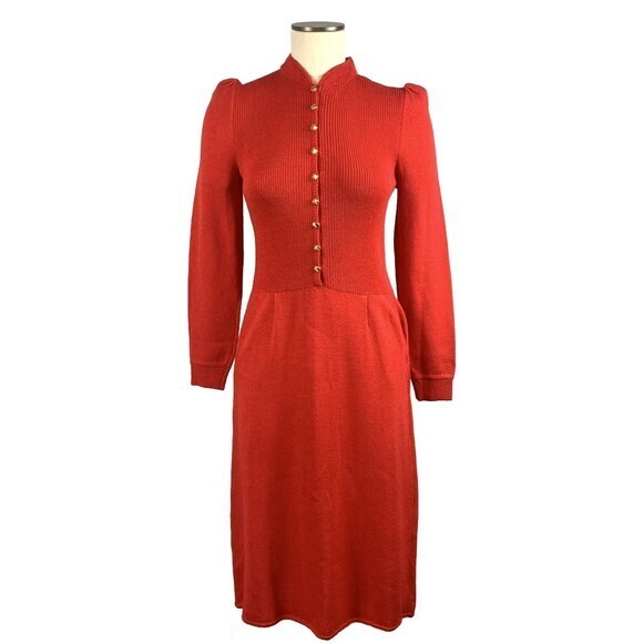 St. John | Dresses | Vintage St John By Neiman Marcus Knit Red Long ...